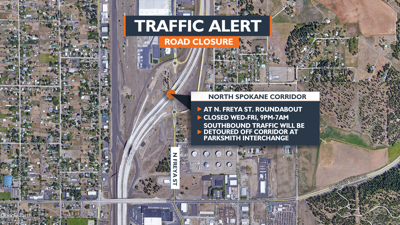 North Spokane Corridor at Freya St. roundabout to close for nightly ...