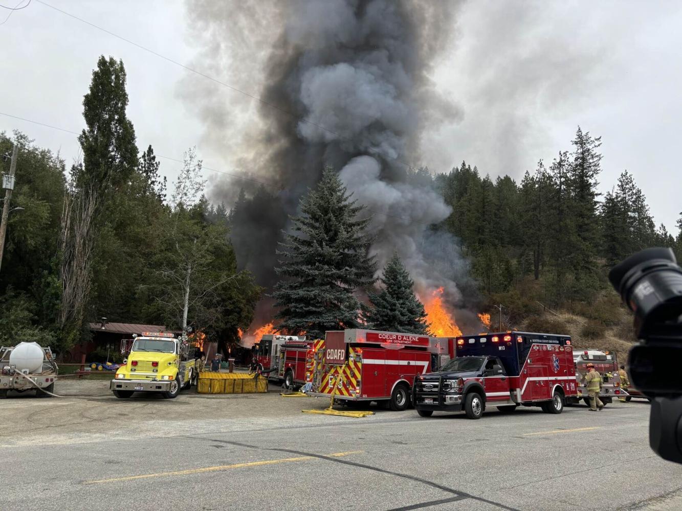Fire destroys Wolf Lodge Inn near Coeur d'Alene, three firefighters ...