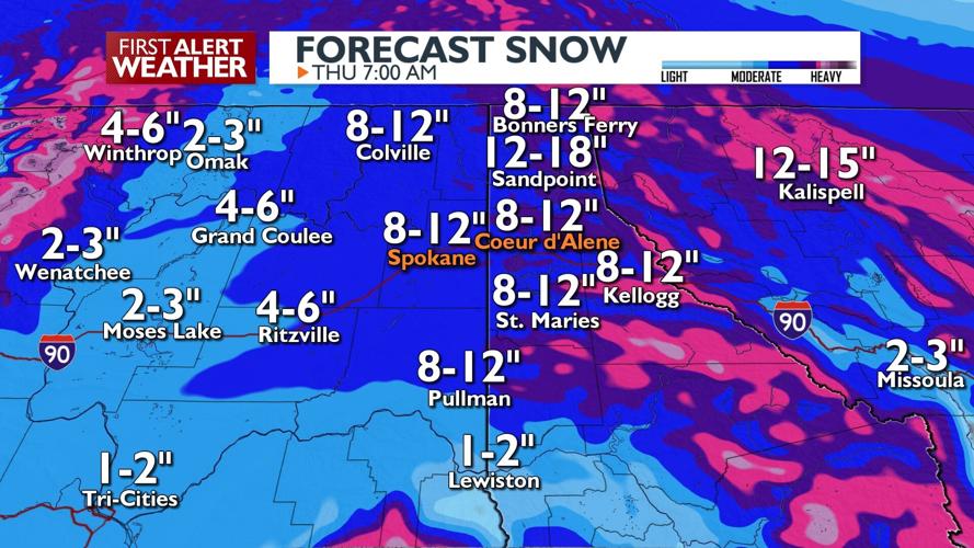 🚨WEATHER ALERT DAY WEDNESDAY: 8-12" possible in the Spokane/Coeur d'Alene area - Kris | Weather ...