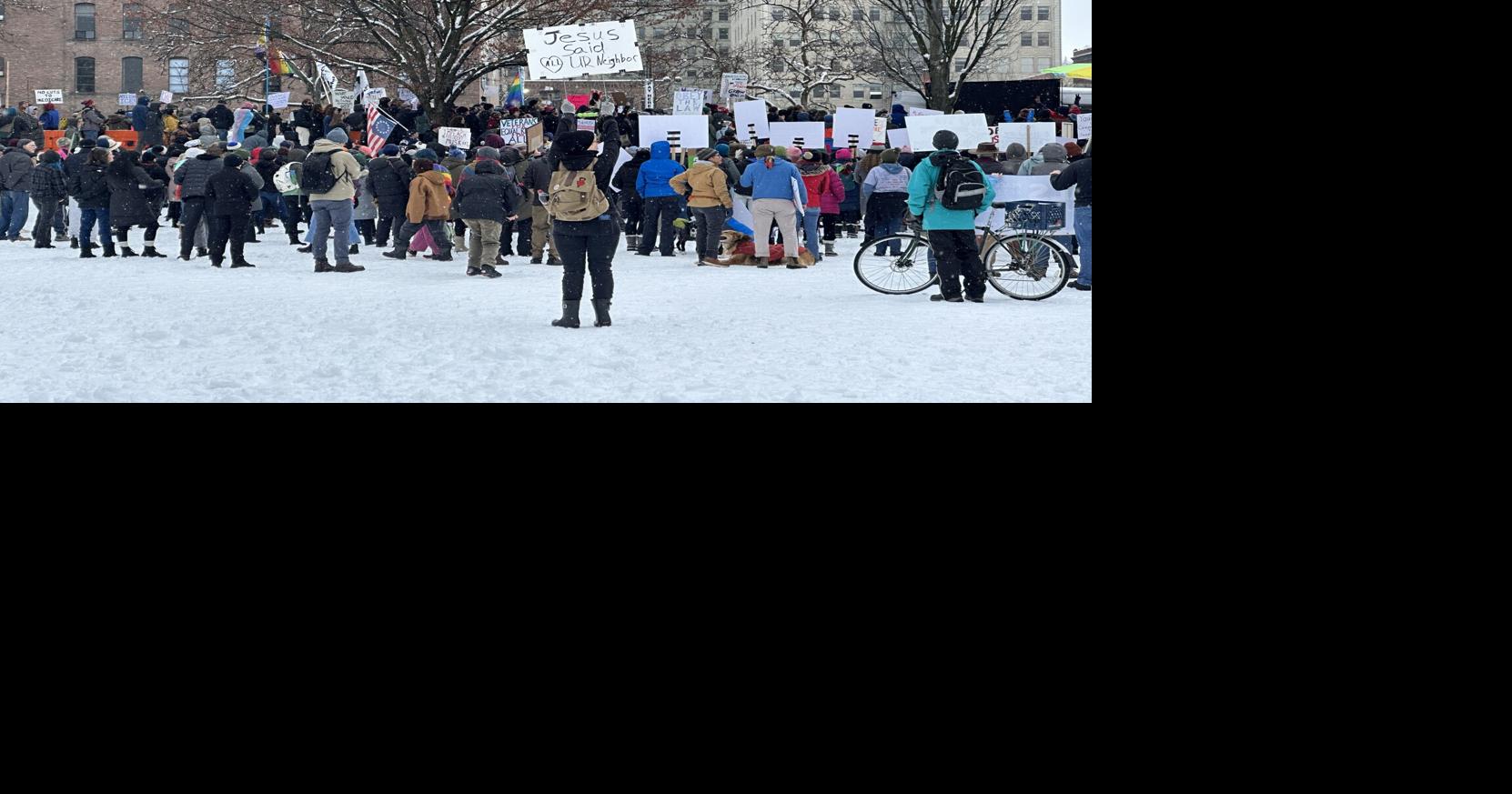Hundreds march in downtown Spokane in protest against Trump ...