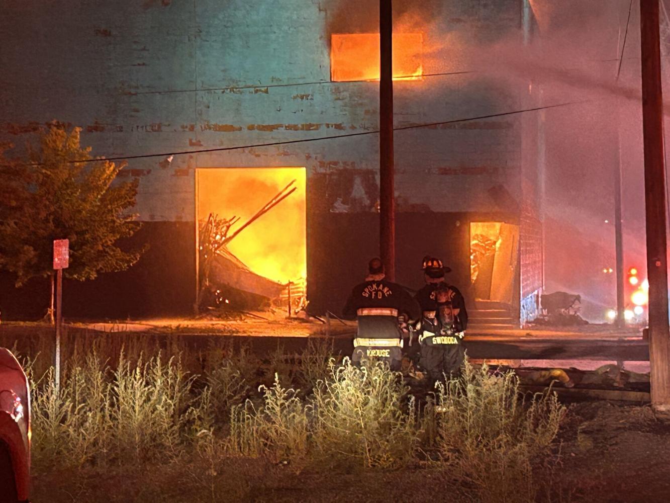 Firefighters battle large warehouse fire east of downtown Spokane ...