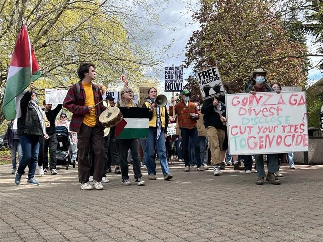 Student-led protestors call for Gonzaga to cut ties with "weapons ...