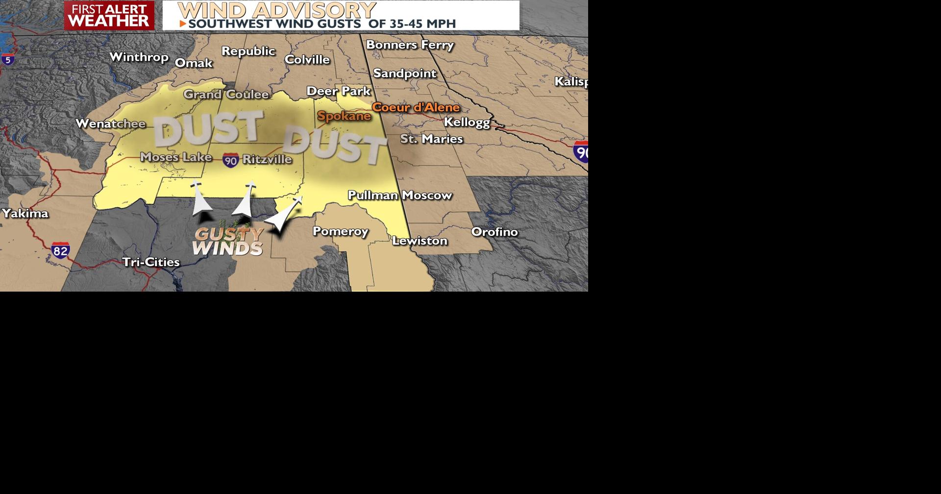 ⚠️A Blowing Dust Advisory, 45 mph wind gusts and isolated thunderstorms ...