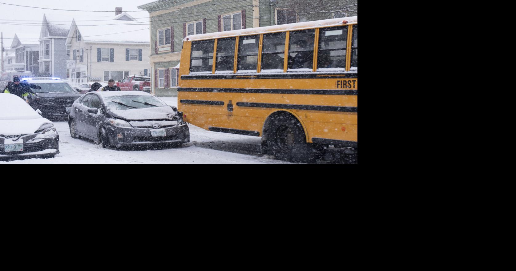 No injuries after school bus rear ended in Monday snowstorm | Courts ...