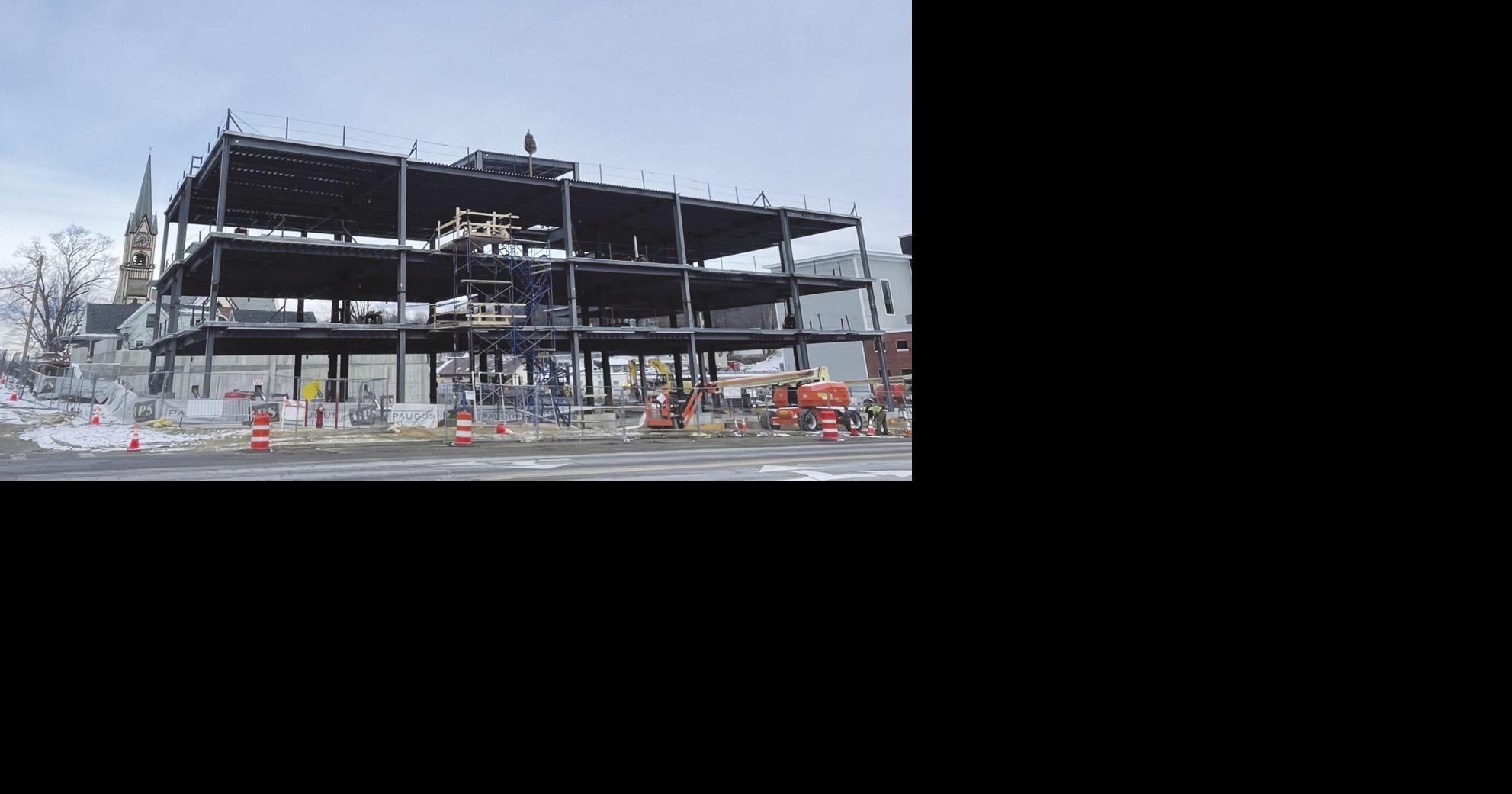 Topping-out ceremony at building construction site | Columns ...