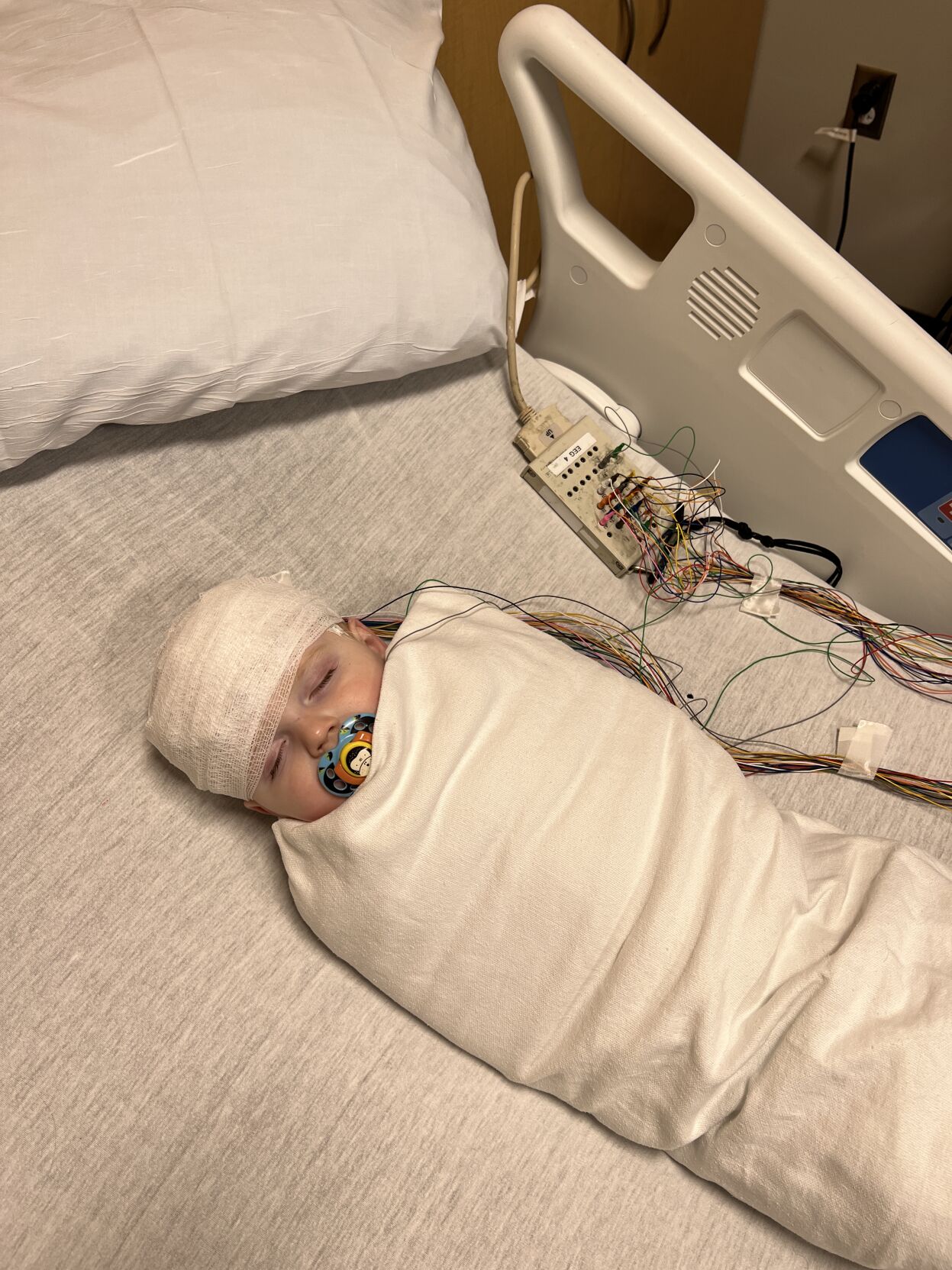 August undergoing seizure monitoring (EEG) at Children's Hospital.