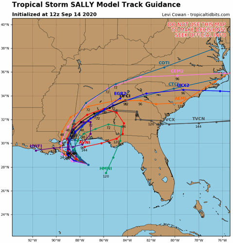 Little change for Sally overnight in intensity, NHC track | Local News ...