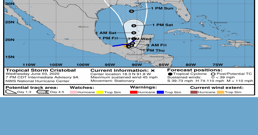 Cristobal still weakening over Mexico; track still puts Louisiana in ...