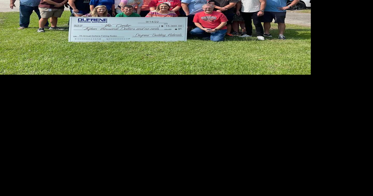 Dufrene Building Materials donates $15,000 check to The Center | Local ...