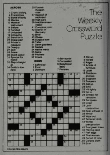 Weekly Crossword Puzzle circa 1990 | Centennial | laloyolan.com