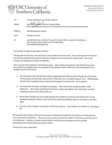 USC Greek Row sanctions | News | laloyolan.com