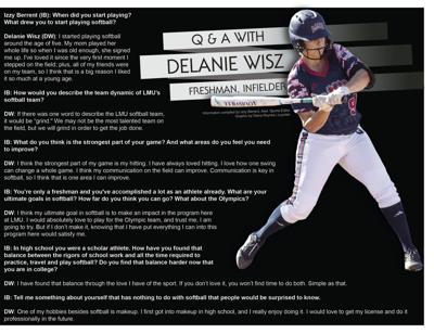 Q&A with Delanie Wisz | Softball | laloyolan.com