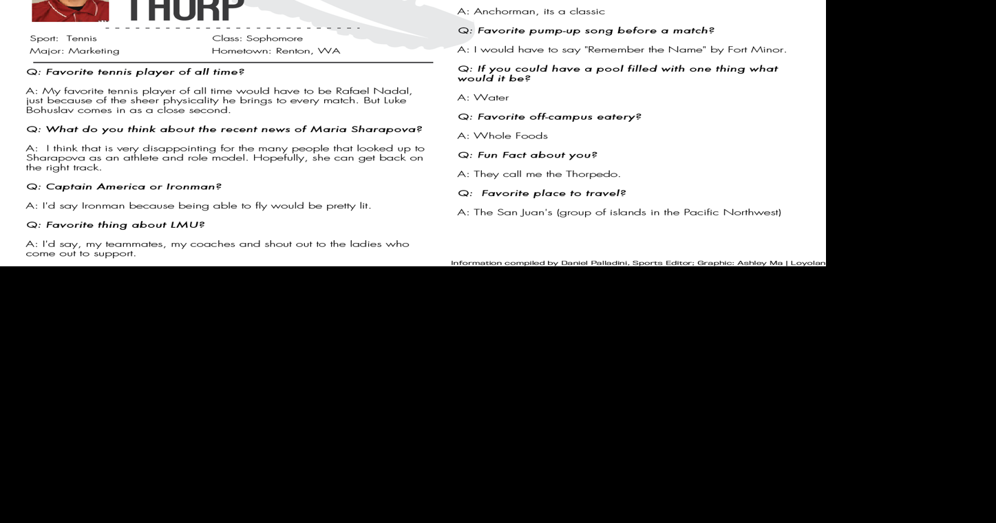 Athlete Spotlight: Jamie Thorp of Men's Tennis | Sports | laloyolan.com