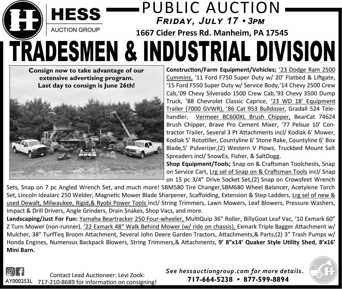 7/17 TRADESMEN & INDUSTRIAL | Public And Estate Sales ...