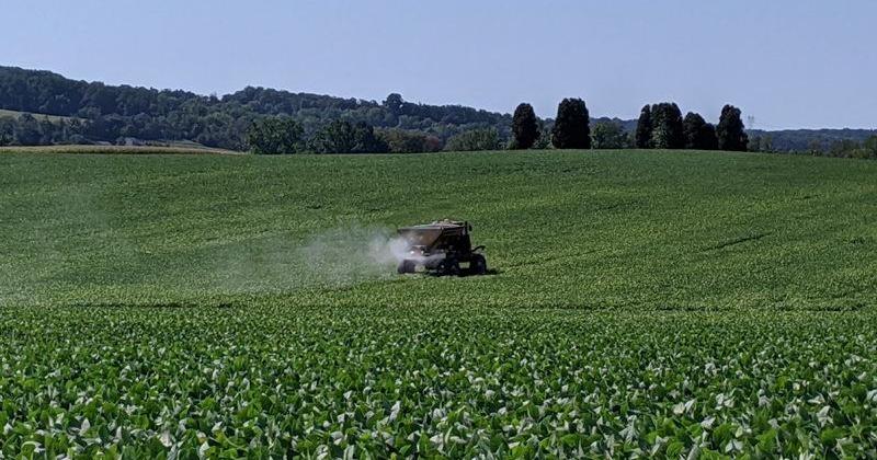 Broadcasting Cover Crop Seed into Standing Soybeans | Farming and ...