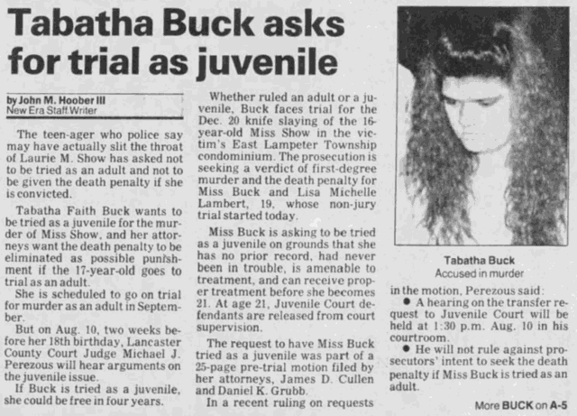 Timeline of the Tabitha Buck case | Local News | lancasteronline.com