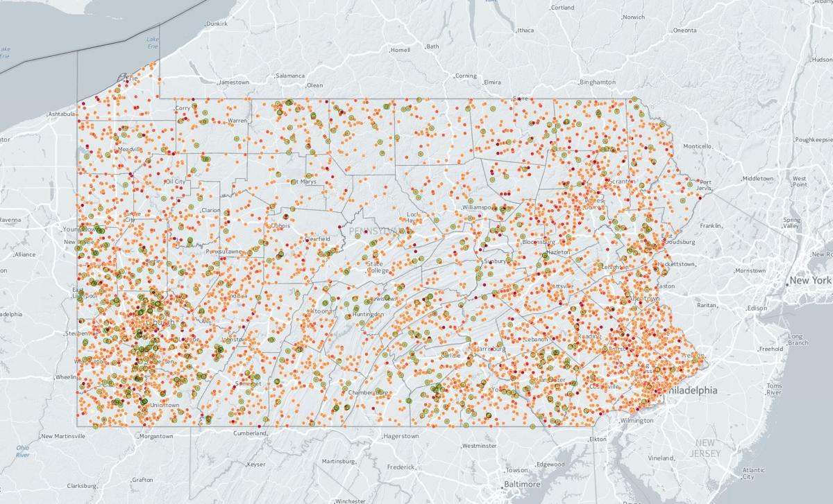 Here's a map of every structurally deficient bridge in Pennsylvania ...