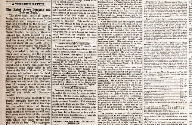Battle of Gettysburg: Read 1863 newspaper coverage from Lancaster ...