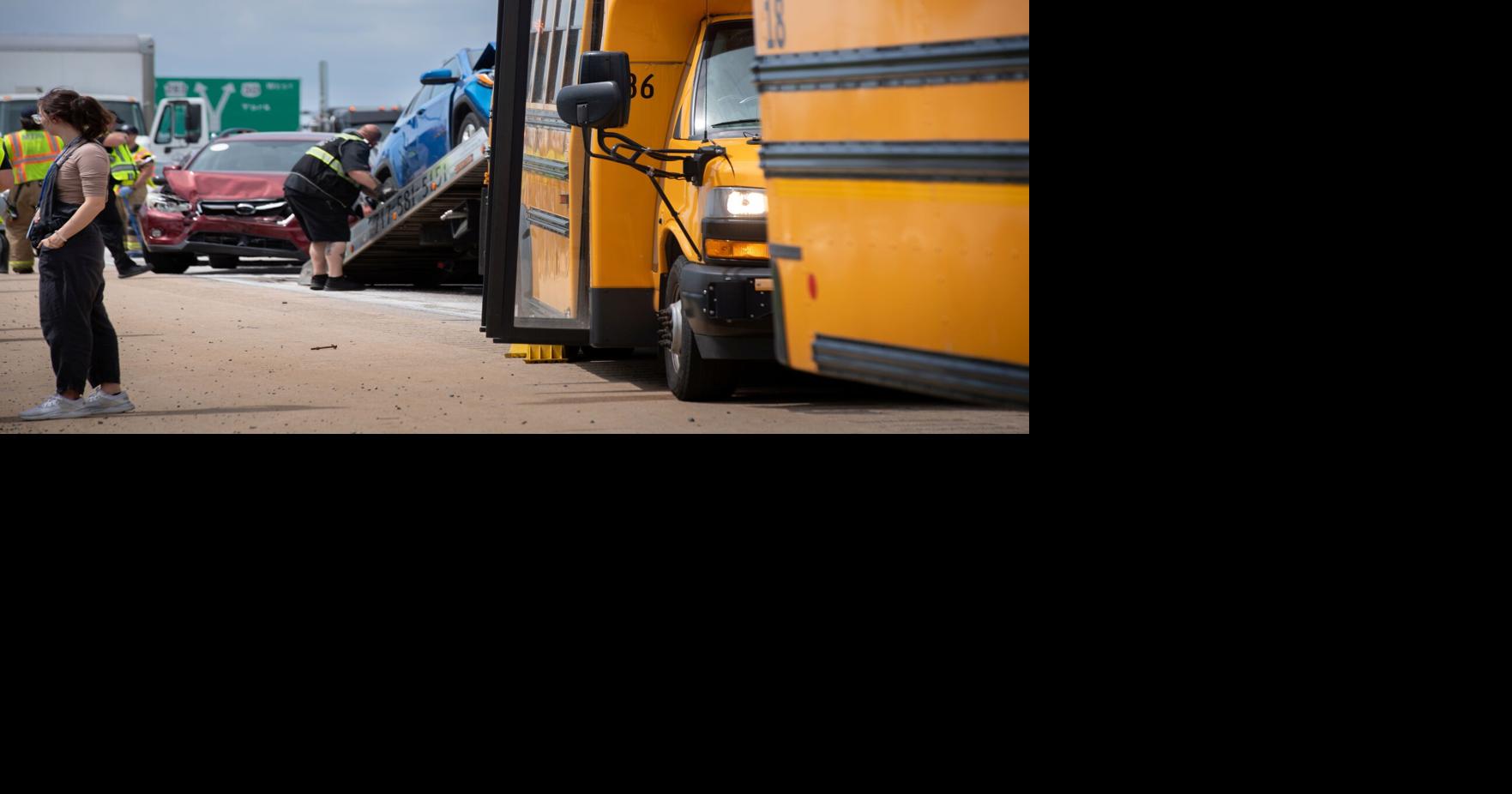 Five injured after crash involving multiple vehicles, school bus on ...