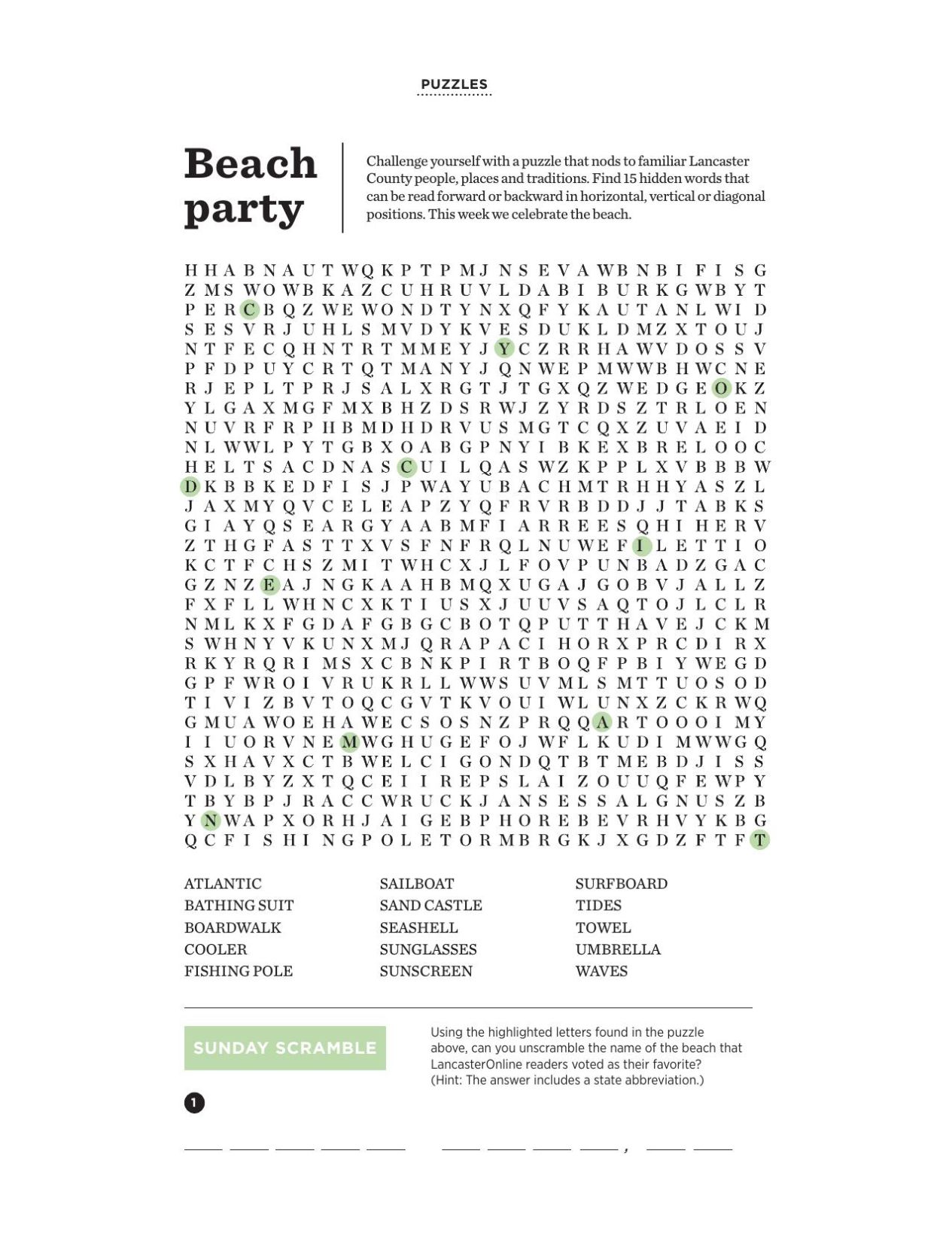Word Search Beach Party Sunday Lancasteronline Word Search Beach Party Sunday Lancasteronline