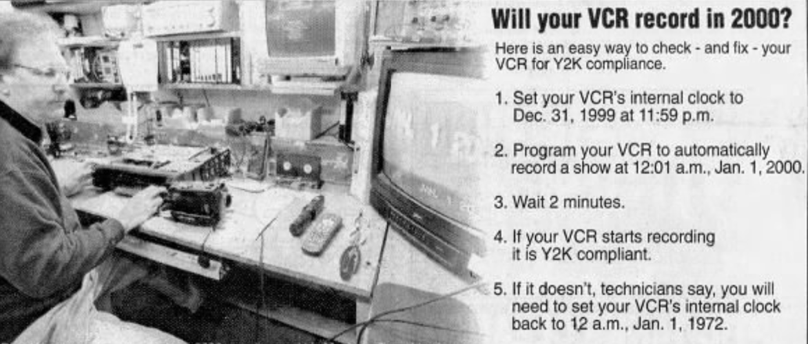Prepping your VCR for Y2K; traveling nearly 200 miles on roller skates ...