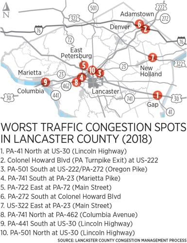 Here are the 10 worst spots for traffic congestion in Lancaster County ...
