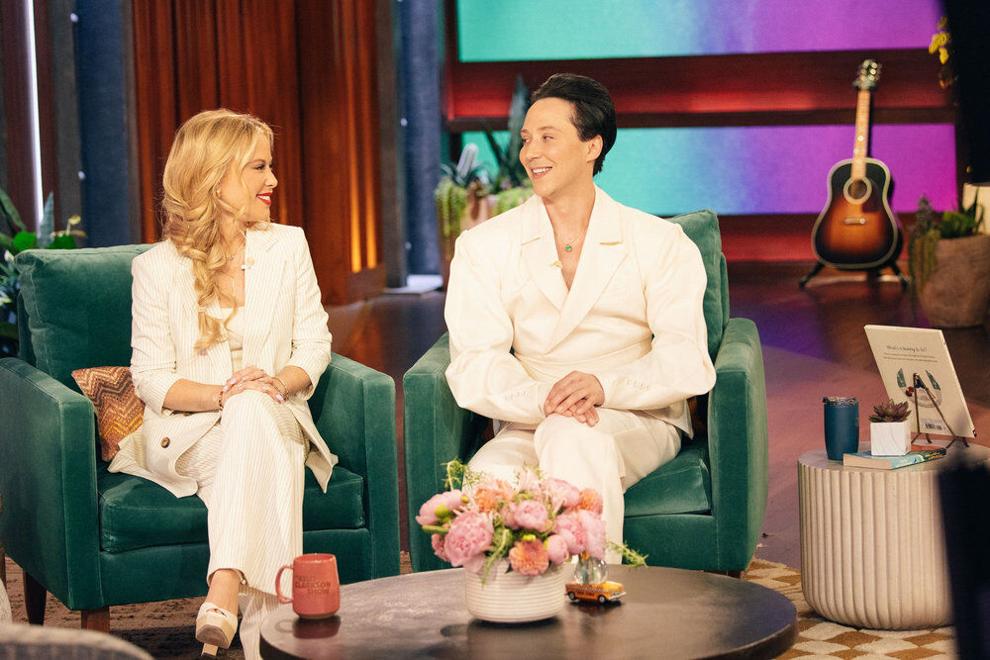 Johnny Weir and Tara Lipinski guest-hosted 'Kelly Clarkson Show' Monday ...