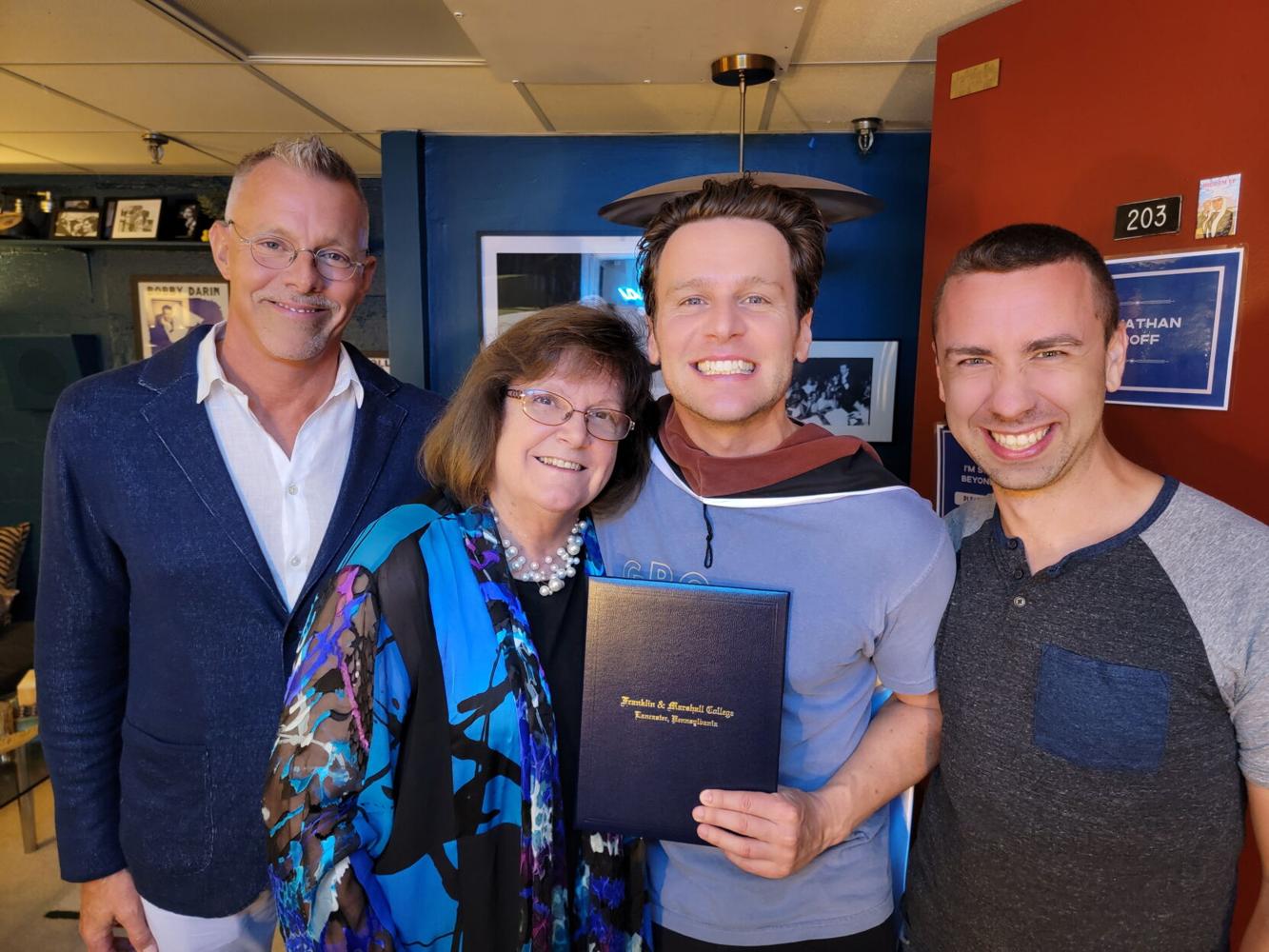 Jonathan Groff's teacher surprises him on Broadway stage with honorary ...