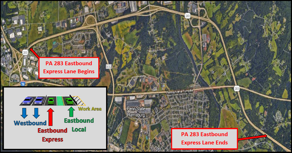 Lanes on part of Route 283 East will shift starting March 13, PennDOT ...