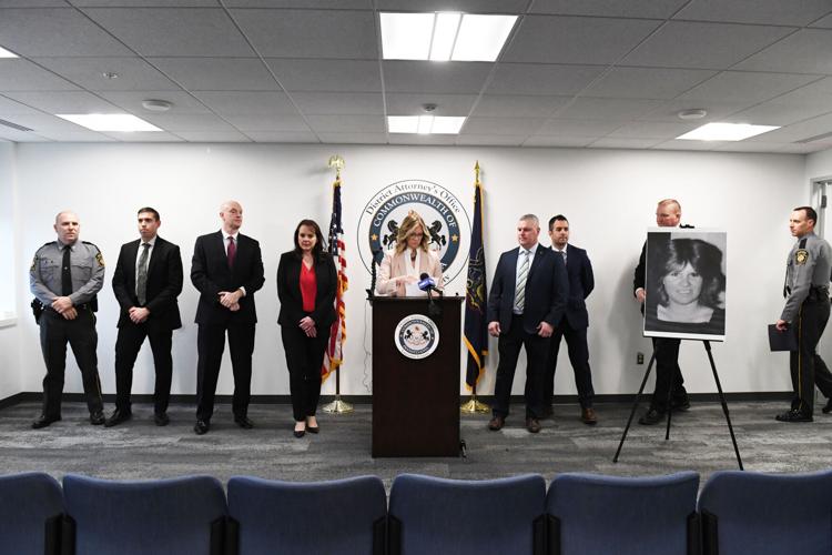 District attorney Heather Adams announces the arrest in Maryann ...