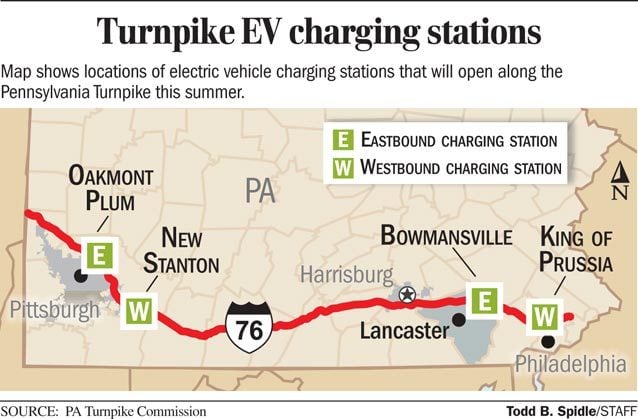 Electric vehicle charging stations to be installed on Pennsylvania ...