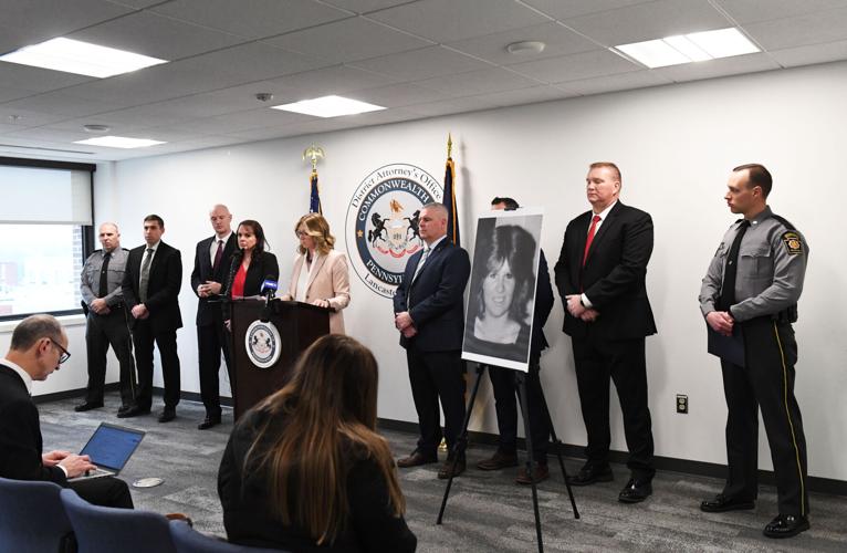 District attorney Heather Adams announces the arrest in Maryann ...