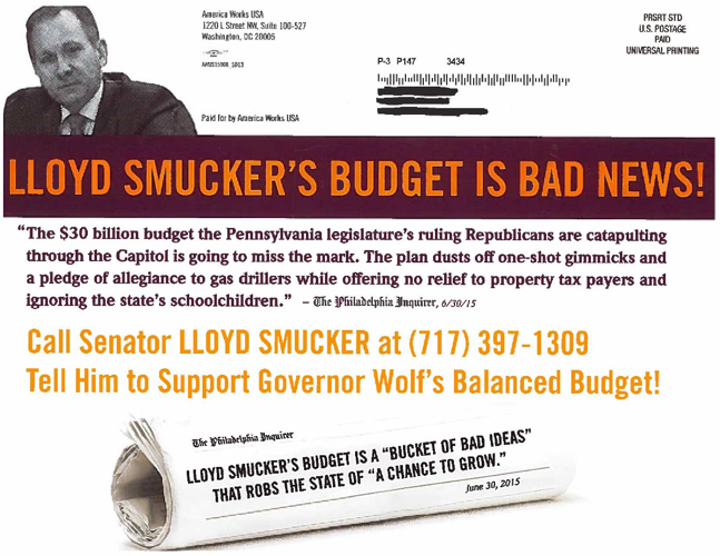 Mailers target Sen. Smucker, other Republicans in budget battle | Local ...