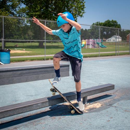 Skateboarding in summer: Young skateboarders hone their skills in the ...