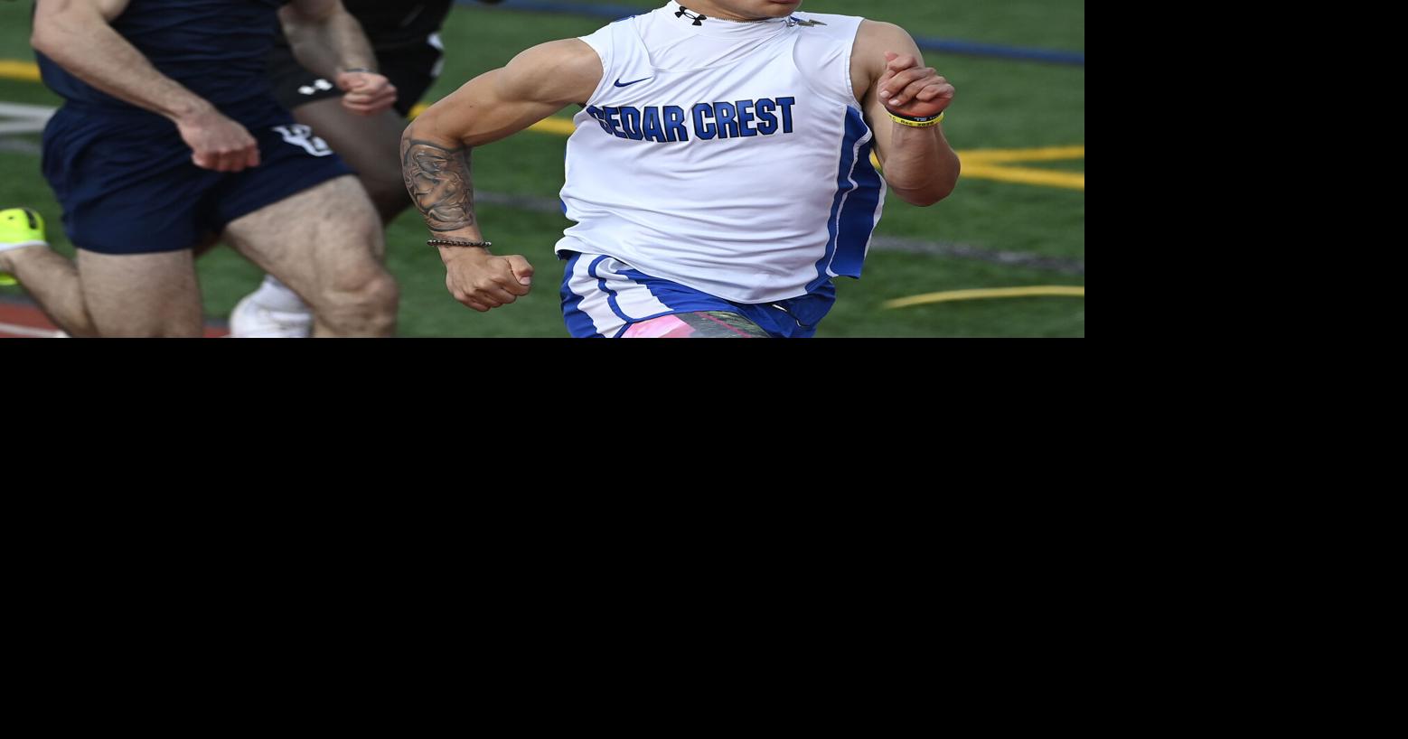 Cedar Crest's Gabe Lewis sweeps the sprints at Lebanon County Track and ...