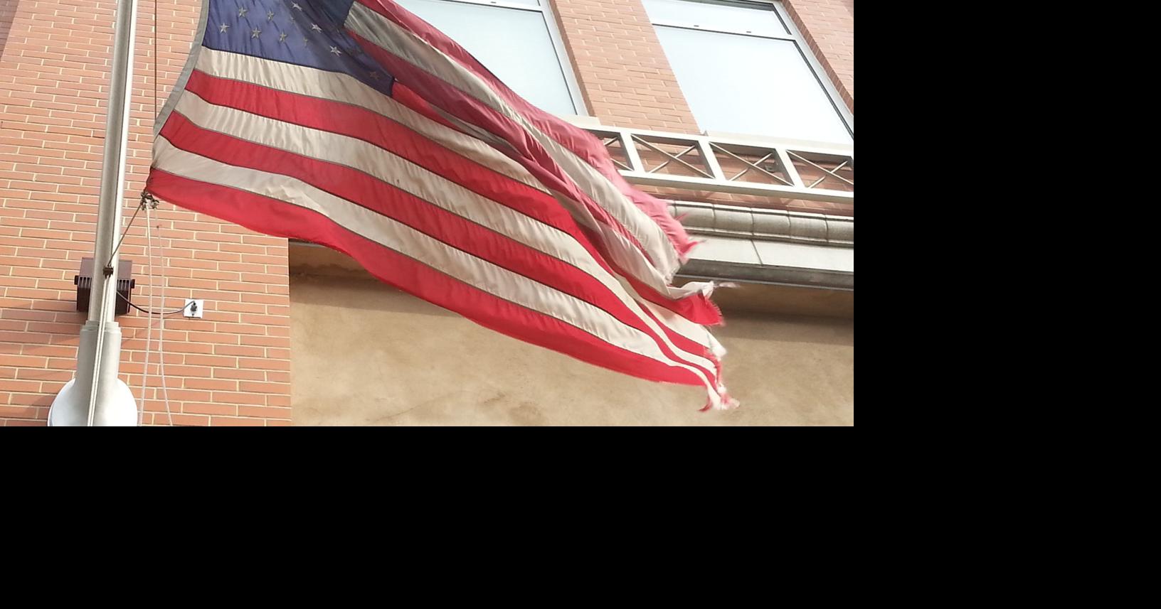 Tattered American flags replaced; Butler Ave. stop sign unchanged ...