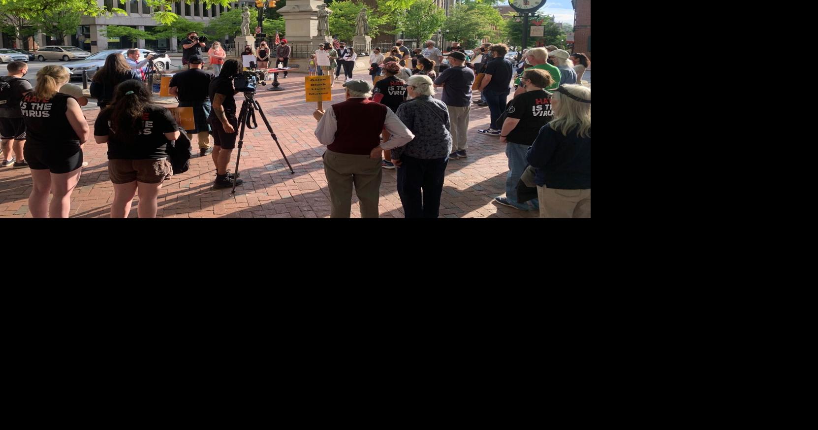 Demonstrators gather in Penn Square to protest anti-Asian racism ...
