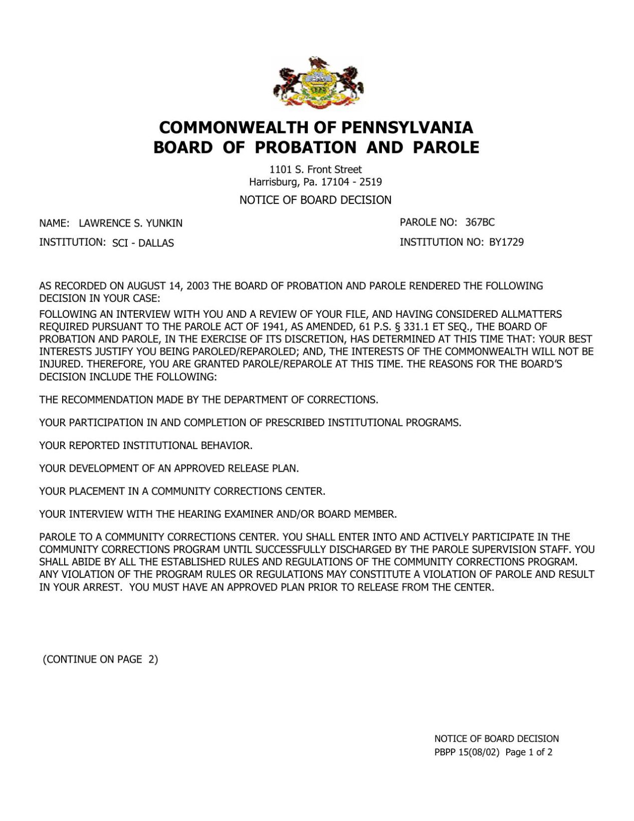 Here are the conditions under which Tabitha Buck could be paroled ...