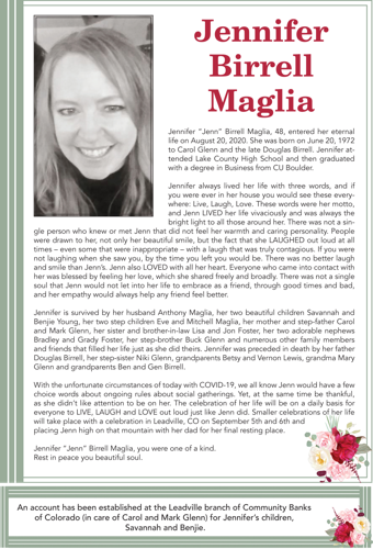 Jennifer Birrell Maglia | Obituaries | leadvilleherald.com
