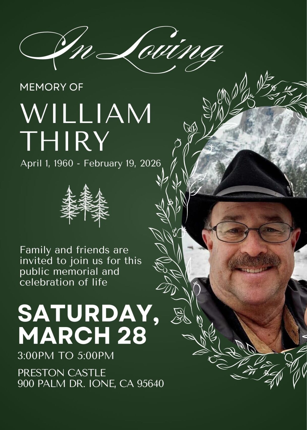 Public Memorial Service for William (Bill) Thiry — Saturday, March 28th ...