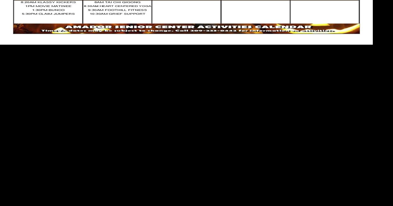 October 2023 Amador Senior Center Activities Calendar | On the Vine ...