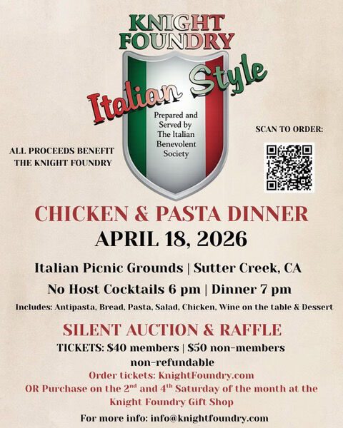 Knight Foundry Italian Style Chicken & Pasta Dinner — Saturday, April ...