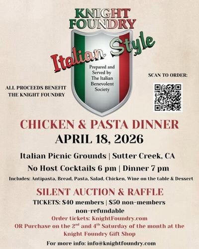Knight Foundry Italian Style Chicken & Pasta Dinner — Saturday, April ...
