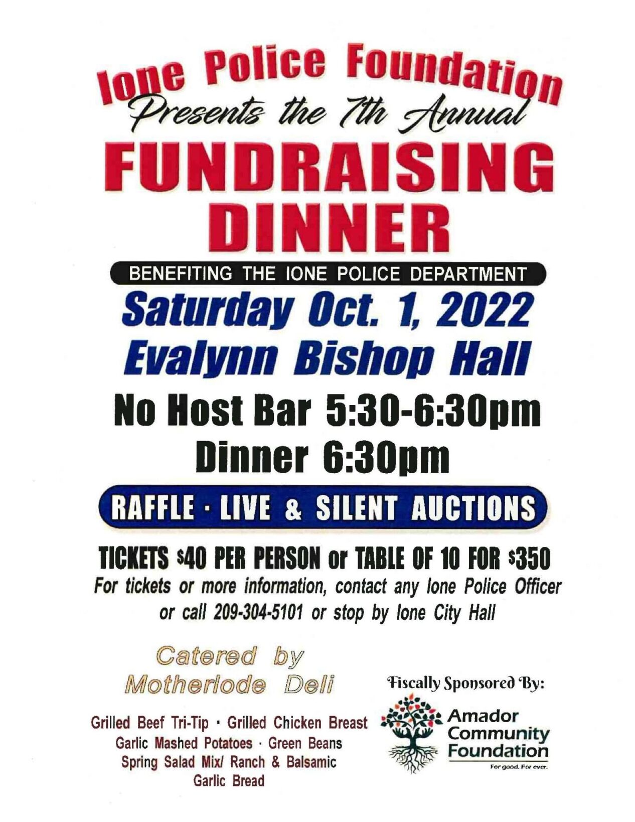 Ione Police Foundation 7th Annual Fundraising Dinner — Saturday ...