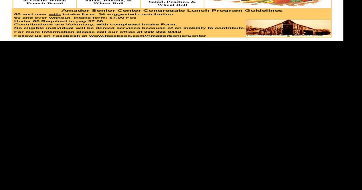 Amador Senior Center November 2022 Menu — Serving Up Smiles and an ...