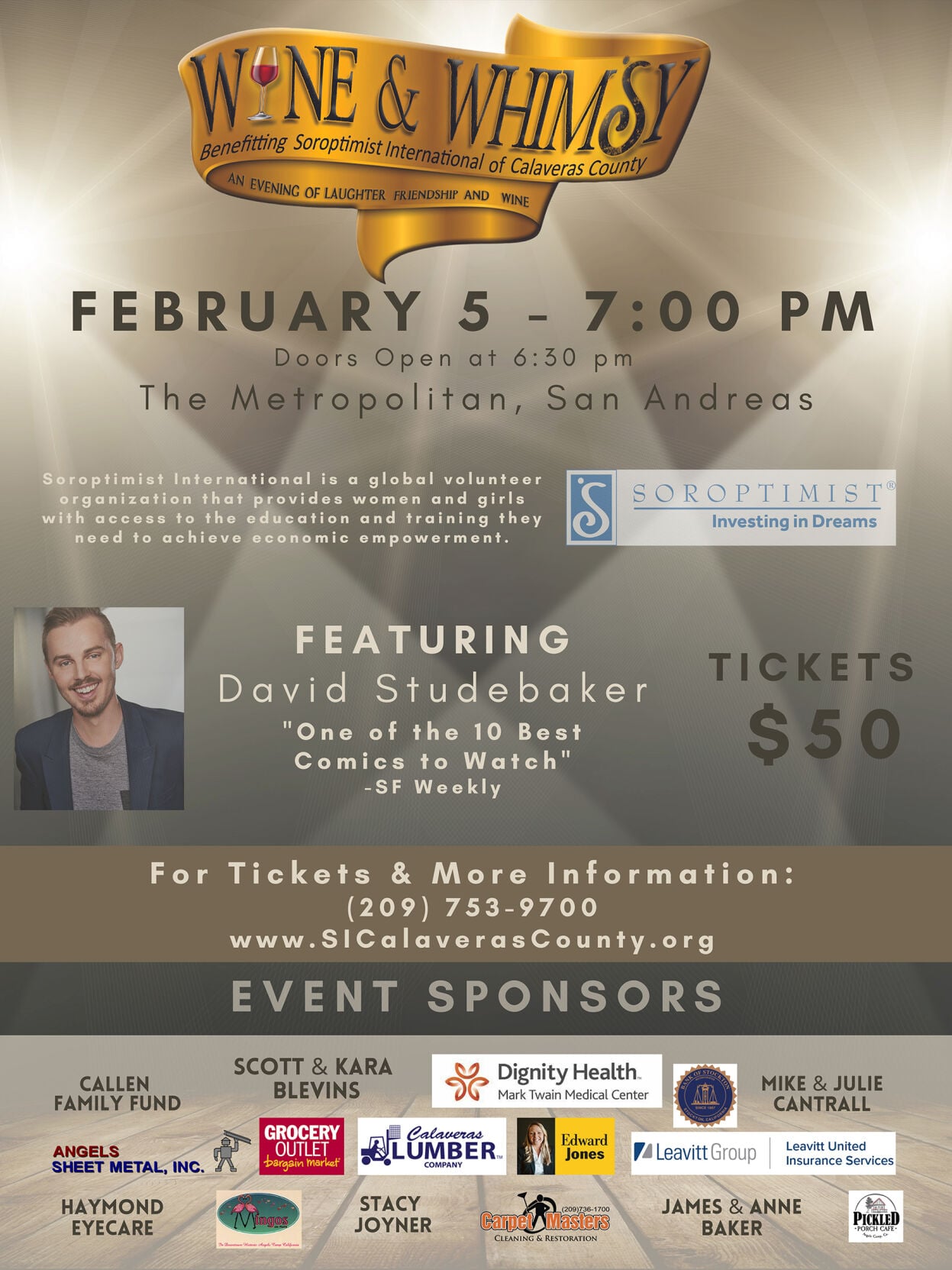 Comedian David Studebaker to headline at “Wine & Whimsy” on February 5 ...