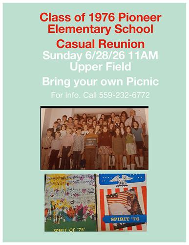 Class of 1976 Pioneer Elementary School Casual Reunion — Sunday, June ...