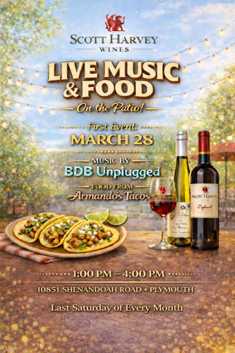 Scott Harvey Wines Live Music and Food On The Patio — Saturday, March ...