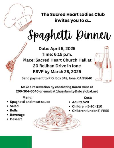The Sacred Heart Ladies Club Spaghetti Dinner — Saturday, April 5 | On ...