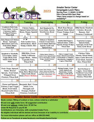 Amador Senior Center October 2023 Menu — Serving Up Smiles and an ...